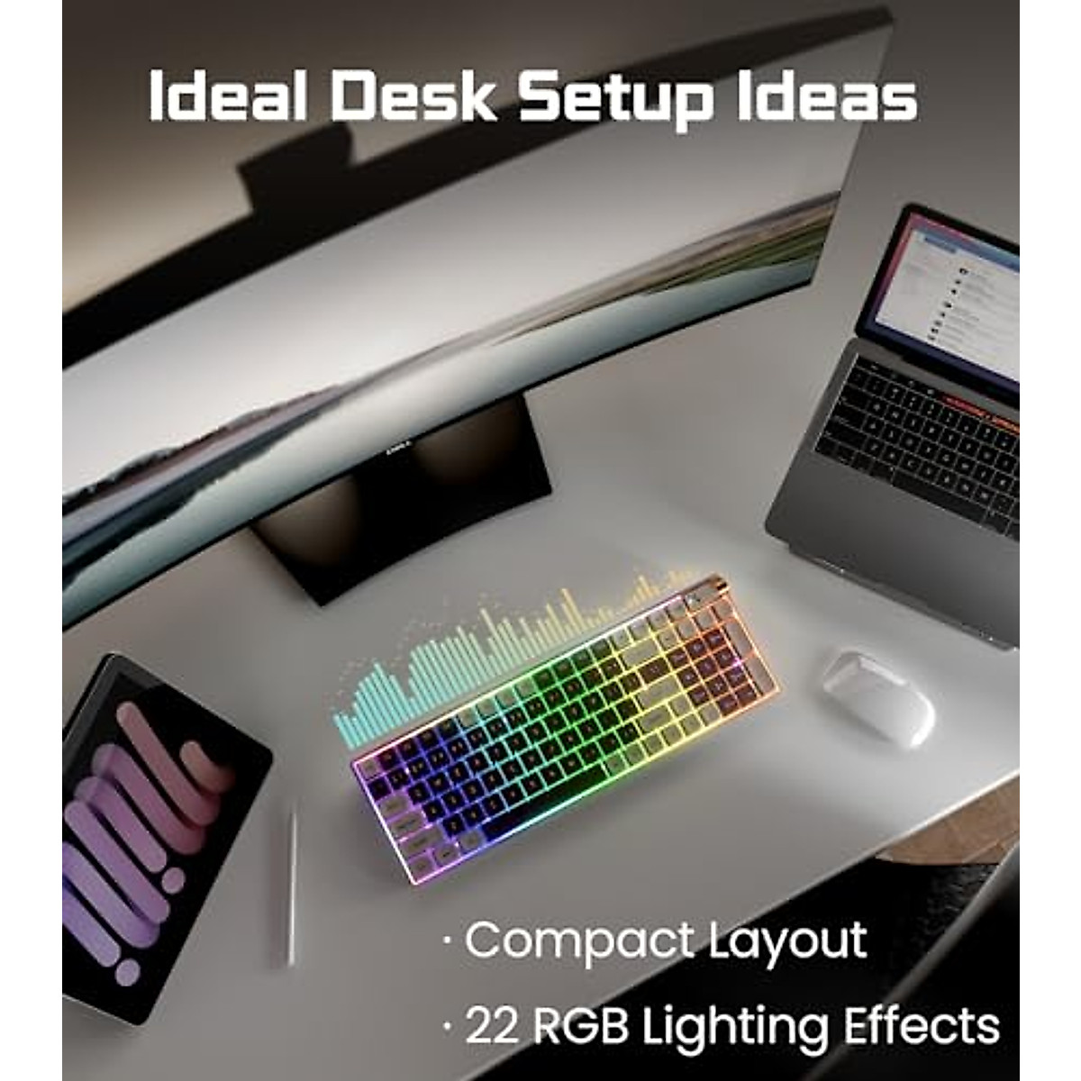 ROYALAXE X ProtoArc R100 Wireless Mechanical Keyboard, Hot Swappable Wired/Bluetooth 5.0/2.4G Wireless Keyboard with RGB Light for Windows & Mac, PBT Keycaps, Gateron G Blue Switch, Lava Brown