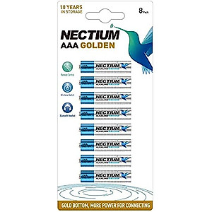 NECTIUM Superior Performance AAA Batteries 8 Count Alkaline Pure-Gold-Bottom IoT Batteries Ultra Power Long Lasting for IoT Devices Smart Lock