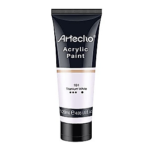 Artecho Professional Acrylic Paint, Titanium White ( 120ml / 4.05oz ) Tubes, Art Craft Paints for Canvas Painting, Rock, Stone, Wood, Fabric, Art Supplies for Professional Artists, Adults, Students, Kids