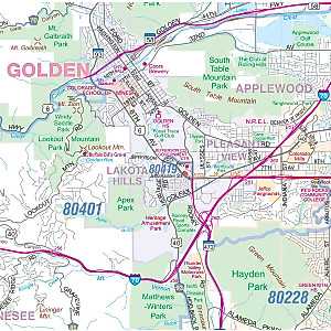 Metro Denver CO Detailed Region Wall Map w/Zip Codes *Laminated* 36"x52"