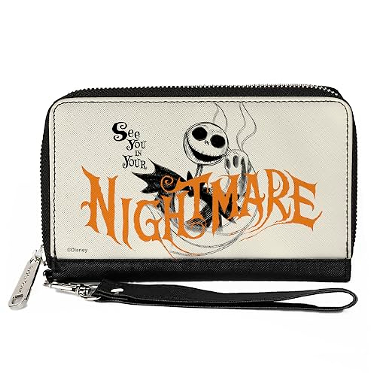 Buckle-Down Women's PU Zip Around Wallet Rectangle-Nightmare Before Christmas, 7.5"x4.5"