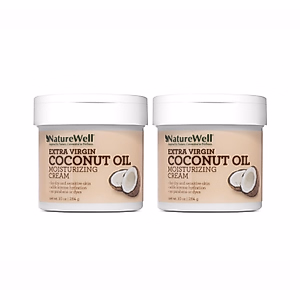 NATURE WELL Extra Virgin Coconut Oil Moisturizing Cream for Face & Body, Restores Skin's Moisture Barrier, Provides Intense Hydration For Dry Skin, Fast-Absorbing, Non Greasy, 2 Pack - 10 Oz Each