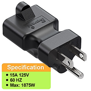 [2Pack] Four-in-One 4-in-1 15 Amp Household AC Plug to 20 Amp T Blade Adapter,5-15P to 5-20R,5-15P to 6-15R,5-15P to 6-20R, 4 in 1 AC Power Adapter,15A 125V to 20A 250V Adapter