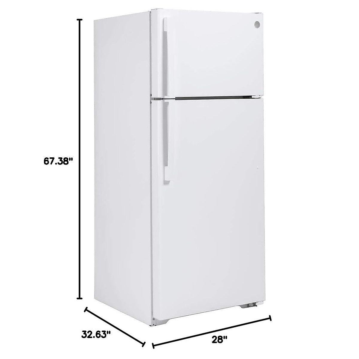 GE GTE18GTNRWW 28" Energy Star Qualified Top Freezer Refrigerator with 17.52 cu. ft. Capacity LED Lighting Adjustable Glass Shelves and Upfront Temperature Controls in White