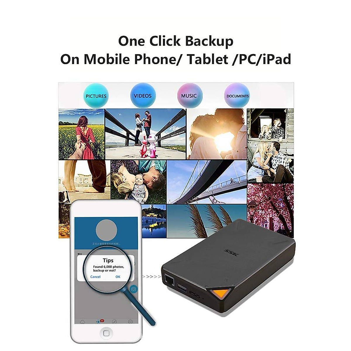 SSK Bundles 4TB Personal Cloud, Network Attached Storage Support Auto-Backup,Home Office Storage NAS 1TB Personal Cloud External Wireless Hard Drive Portable NAS Storage with WiFi Hotspot