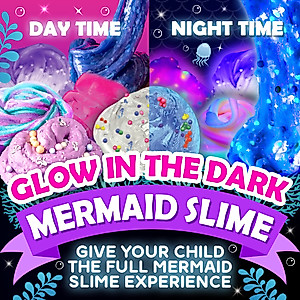 Original Stationery Mermaid Slime for Girls, 35 Pieces to Make DIY Glow in The Dark Slime with Glitter Slime Add Ins, Mermaid Gifts for Girls 9-12
