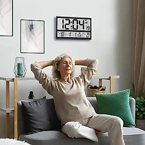 Atomic Clock DOVEET-Digital Wall Clock Never Needs Setting/ Easy to Read/Easy Set Up/Indoor Outdoor Temperature-Wireless Outdoor Sensor Battery Powered(4.5" Numbers)