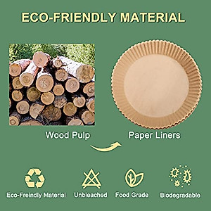 Air Fryer Paper Liner, Unbleached Oven Insert Parchment Paper, Disposable Non-stick Baking Paper for Frying, Baking, Roasting & Grilling (100Pcs-6.3")