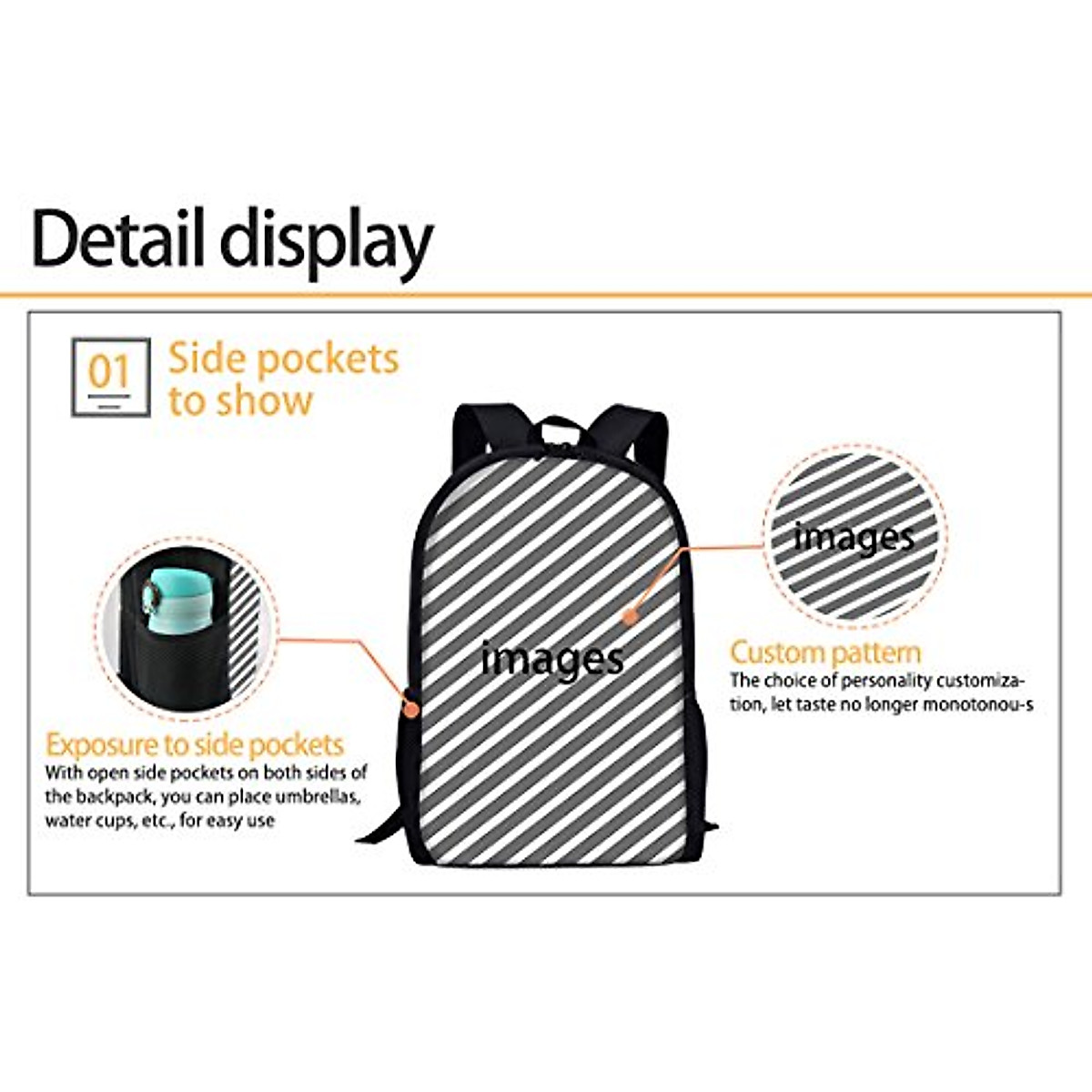 Dellukee Fox Print Funny School Backpack for Kids Boys Girls Middle School Elementary Book Bag Large Durable Daypack