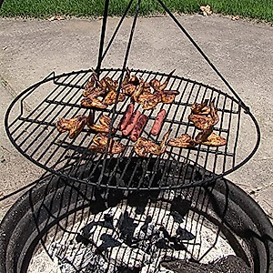 Sunnydaze Round Outdoor Fire Pit Cooking Grate - Heavy-Duty Black Steel Grilling Rack - 40-Inch