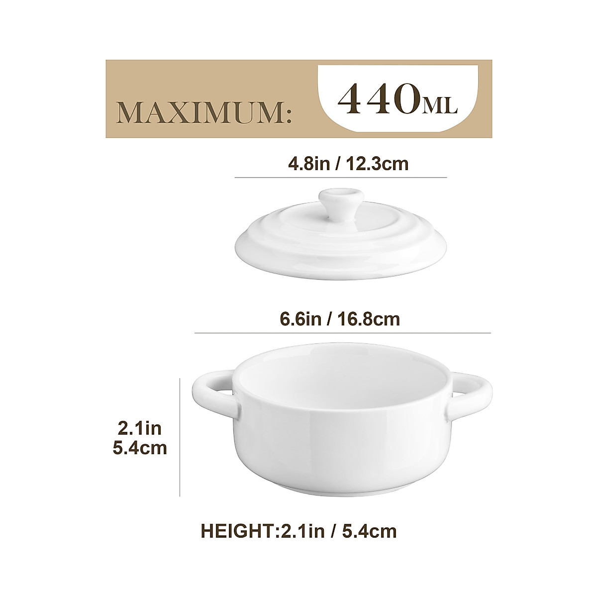 MALACASA Mini Cocotte Set - 14 OZ Small Casserole Dishes with Lids and Handles, Ceramic Mini Dutch Oven Set of 4, Small Baking Ramekins for Lasagna, Soufflé, Oven, Microwave & Dishwasher Safe, Series BAKE.BAKE