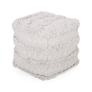 Christopher Knight Home Anna Boho Fabric Cube Pouf, White