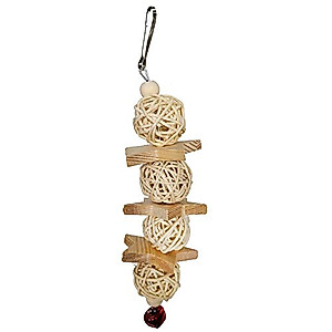 N / A 8 Packs of Bird Swing Chewing Toys, Parrot Natural Wood Climbing Hanging Cage Toys Suitable for Small Parakeets, Love Birds, Cockatiels, Conures, Finches, Parrots, Budgie,Macaws