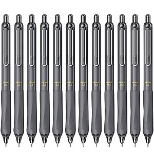 ParKoo Gel Pens Quick Dry Ink Fine Point 0.5mm, Retractable Rolling Ball Black Ink, Click Silent Pens Set for Journaling Notetaking Drawing Sketching Smooth Writing Non Bleed 12pcs