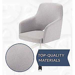 Novigo Upholstered Home Office Kid's Desk Chair Task Chair Leisure Chair for Bedroom Studying Room Vanity Room Grey