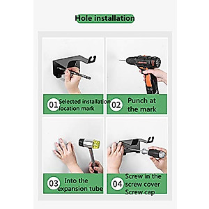 Yzger Hair Dryer Holder Hair Blow Dryer Rack Wall Mount Include Power Plug Hook Wall Punching Mounted Punching or Self-Adhesive Two Ways to Use and Fit for Most Hair Dryers (Gold)