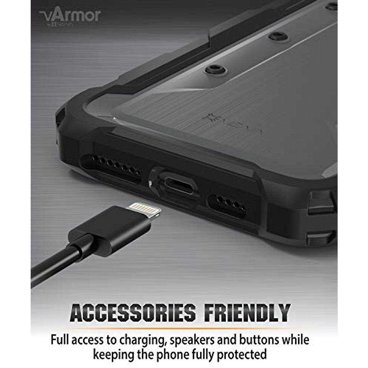 Vena vArmor Rugged Case Compatible with Apple iPhone 11 Pro Max (6.5"-inch 2019), (Military Grade Drop Protection) Heavy Duty Holster Belt Clip Cover with Kickstand - Space Gray