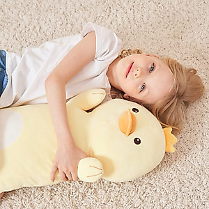 HAIJUNYA 36” Long Duck Plush Body Pillow, Kawaii Cute Yellow Ducks Stuffed Animals, Hugging Squishy Pillow Soft Plushies Toy, Gifts for Girls and Boys Valentines, Christmas, Birthdays
