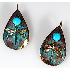 Dragonfly Teardrop Earring - Genuine Turquoise - USA Made