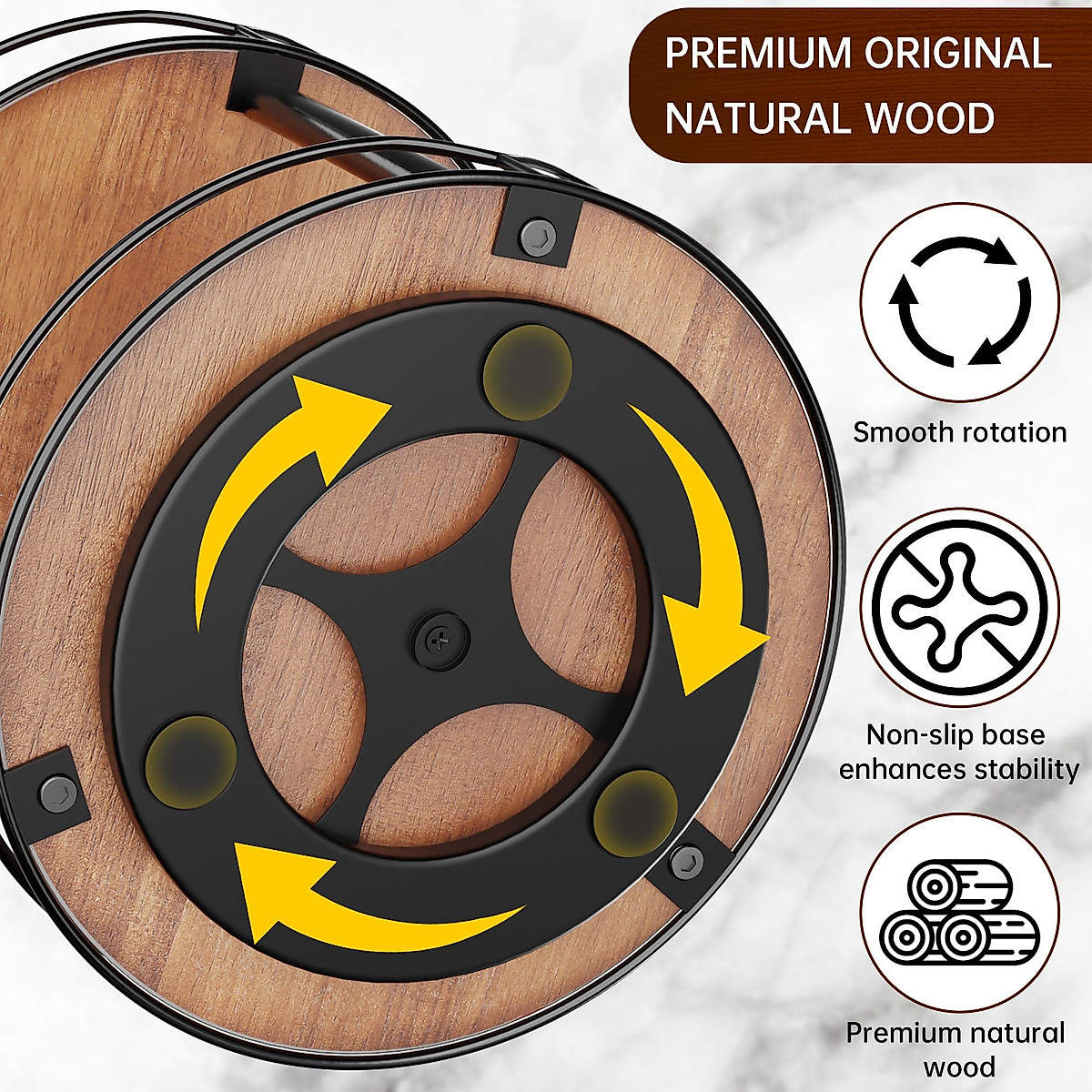 MUTUALUS Lazy Susan Organizer 2 Tier - Turntable Spice Rack for Table Top, Wooden Rotating Lazy Susan for Cabinet Pantry Kitchen Countertop Dining Table Cupboard Bathroom Vanity Storage