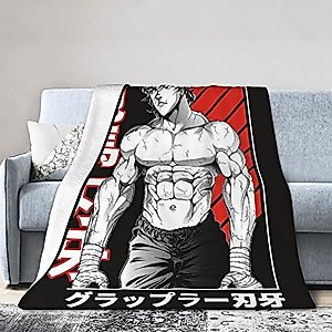 Anime Baki The Grappler Blanket Tapestry Sofa Office Bedroom Throw Blankets Super Soft Cozy Microfiber Blanket Bedding 40"X30"