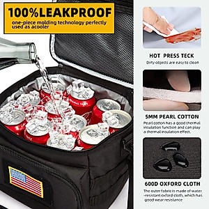 UMUFUKA Lunch Box for Men, Tactical Lunch Cooler Tote,Insulated Lunch Bag Adult, With Detachable MOLLE Water Bottle Pouch, Men Leakproof Lunch Bag for Work Picnic (Black)