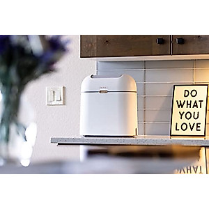 EMANE Motion Sensor Butterfly Lid Trash bin White Water Proof Golden Button for Office use, Kitchen, Bathroom Touchless Trash can