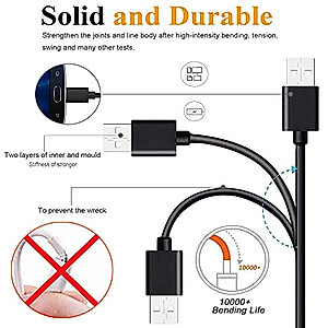 KAHEAUM Micro USB Cable 10ft High Speed Data Transfer Fast Charging Android Phone Charger Cord for Kindle Fire Samsung Galaxy Note 5 4 S6 Edge J7 J7V J5 J3 LG E4 E5 E6 Tablet PS4 Xbox Car-Black