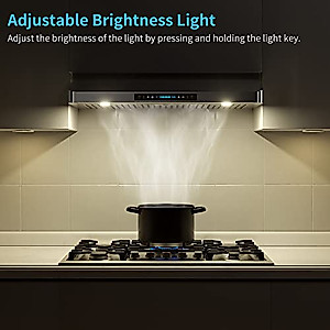 IKTCH 30 Inch Under Cabinet Range Hood with 900-CFM, 4 Speed Gesture Sensing&Touch Control Panel, Stainless Steel Kitchen Vent with 2 Pcs Baffle Filters(IKC01-30)