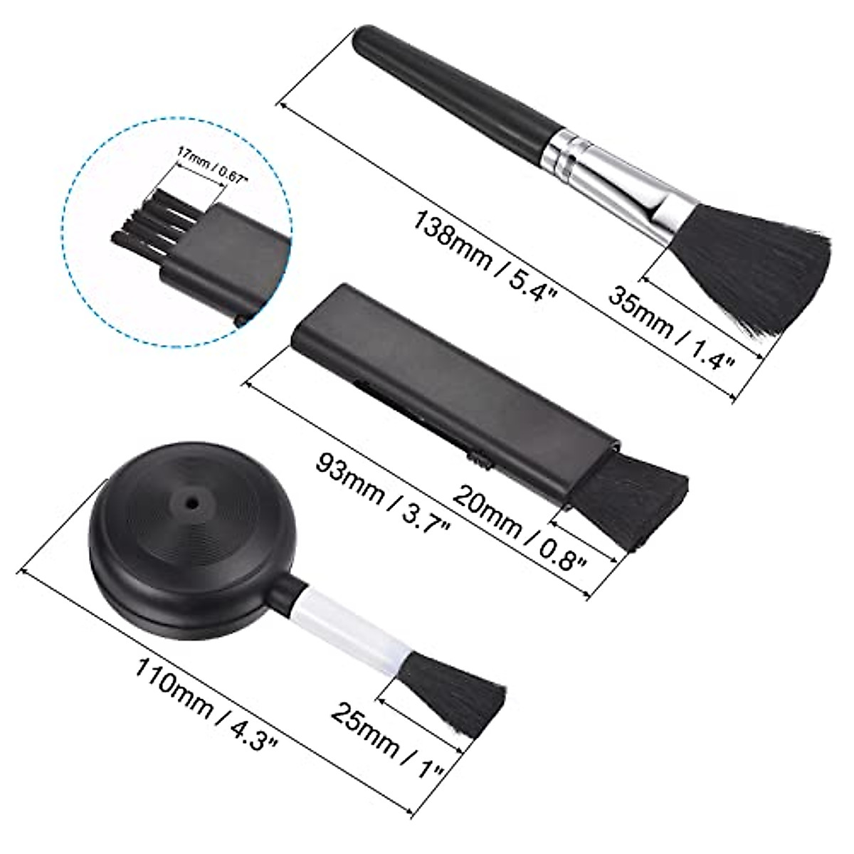 PATIKIL Keyboard Cleaning Brush, 3 Pack Double Head Telescopic Type Window Groove Cleaning Brush, for Laptop Computer Keyboard Window Black