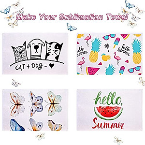 Sublimation Blank Towels, DIY Microfiber Kitchen Towels, Modern Multi Purpose Dish Towels for Kitchen Cleaning, 16 x 24 Inch, 12 x 12 Inch (White,10 Pieces)