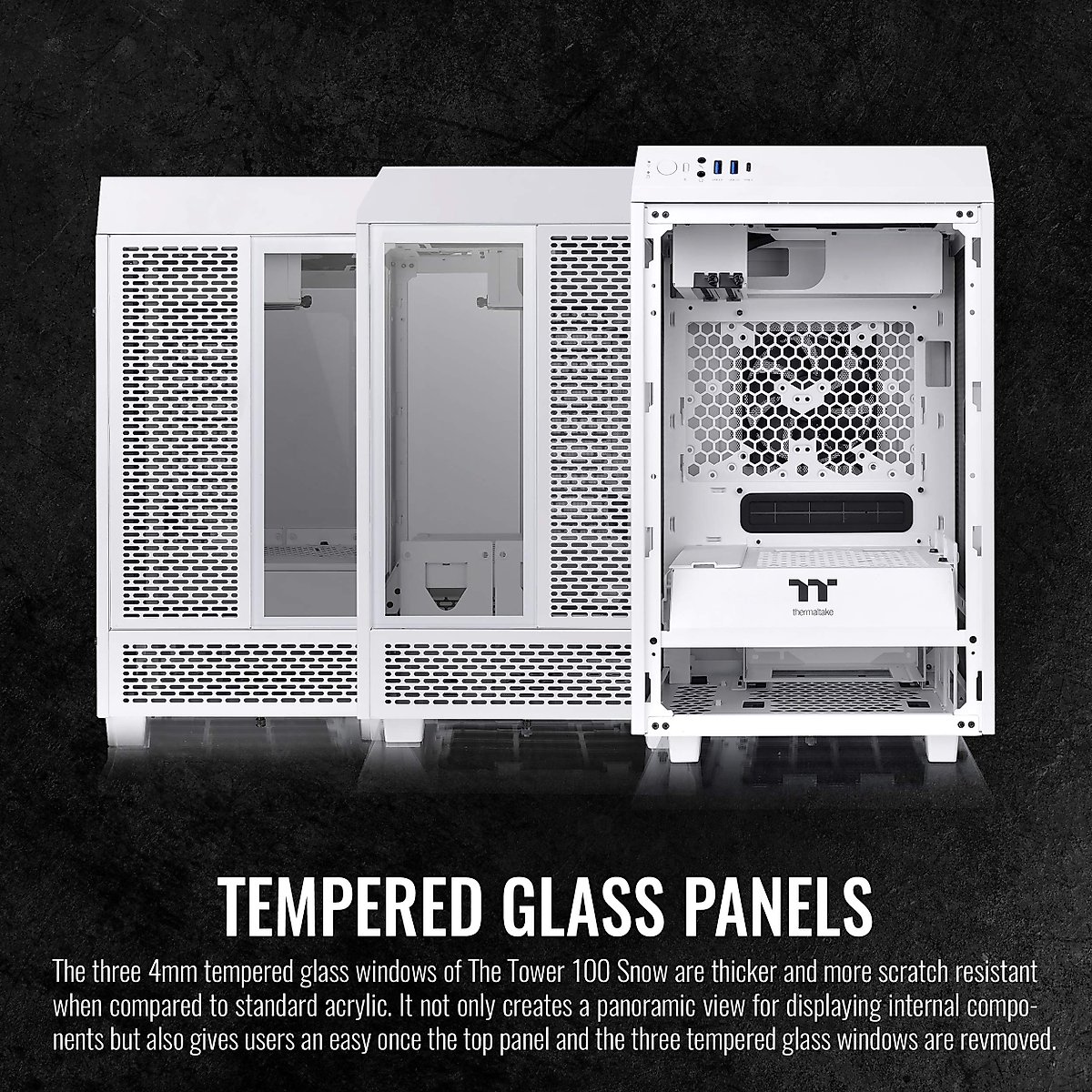 Thermaltake Tower 100 Snow Edition Tempered Glass Type-C (USB 3.1 Gen 2) Mini Tower Computer Chassis Supports Mini-ITX CA-1R3-00S6WN-00