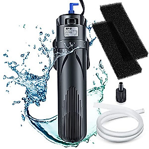 U-V Filter for Aquarium Tank, 4-in-1 Submersible Machine Filter Pump Fit 40-80 Gallon,JUP-01 Green Water Killer Filter,9 Watt UV Light Submersible Aquarium Pump Attach with 2 Filter Replacement Sponge