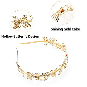 Yxiang Queen Rhinestone Headband for Women Faux Pearl Girls Crown Tiara Elegant Butterfly Flower Hair Hoop 4 Pack Crowns and Tiaras for Bridal Wedding Prom Birthday