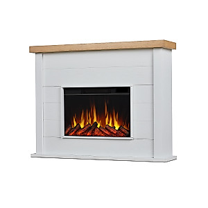 Marshall 49" Slim Electric Fireplace TV Stand in White by Real Flame