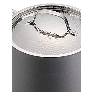 Lagostina Nera Hard Anodized Nonstick 2-Quart Saucepan with Hammered Stainless Steel Lid, Dishwasher Safe Cookware,Grey