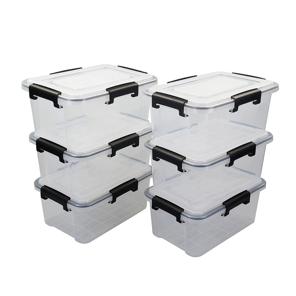 Fiazony 6-Pack 10 L Clear Plastic Storage Box with Lid, Airtight Pet Food Storage Containers