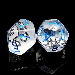Haxtec Penguin DND Dice Set 7PCS Filled Resin Blue and White Polyhedral D&D Dice with Animal Inclusions Role Playing Dice Dungeons and Dragons Gift