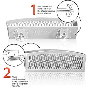 Dr. Killigan's The Fly Inn | Window Fly Traps | Sticky Fly Strip | Indoor Insect Trap | Catches and Hides Bugs | Better Than Fly Paper or Ribbon | Get Rid of Flies | (2+4, Gray)