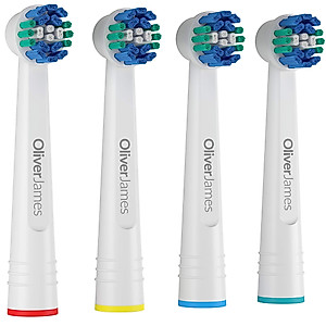 Replacement Toothbrush Heads for Oral B by Oliver James, 12 Pack Regular Heads with Travel Caps, Precision Clean Refill Compatible with Oral B Pro1000 Pro3000 Pro5000 Pro7000