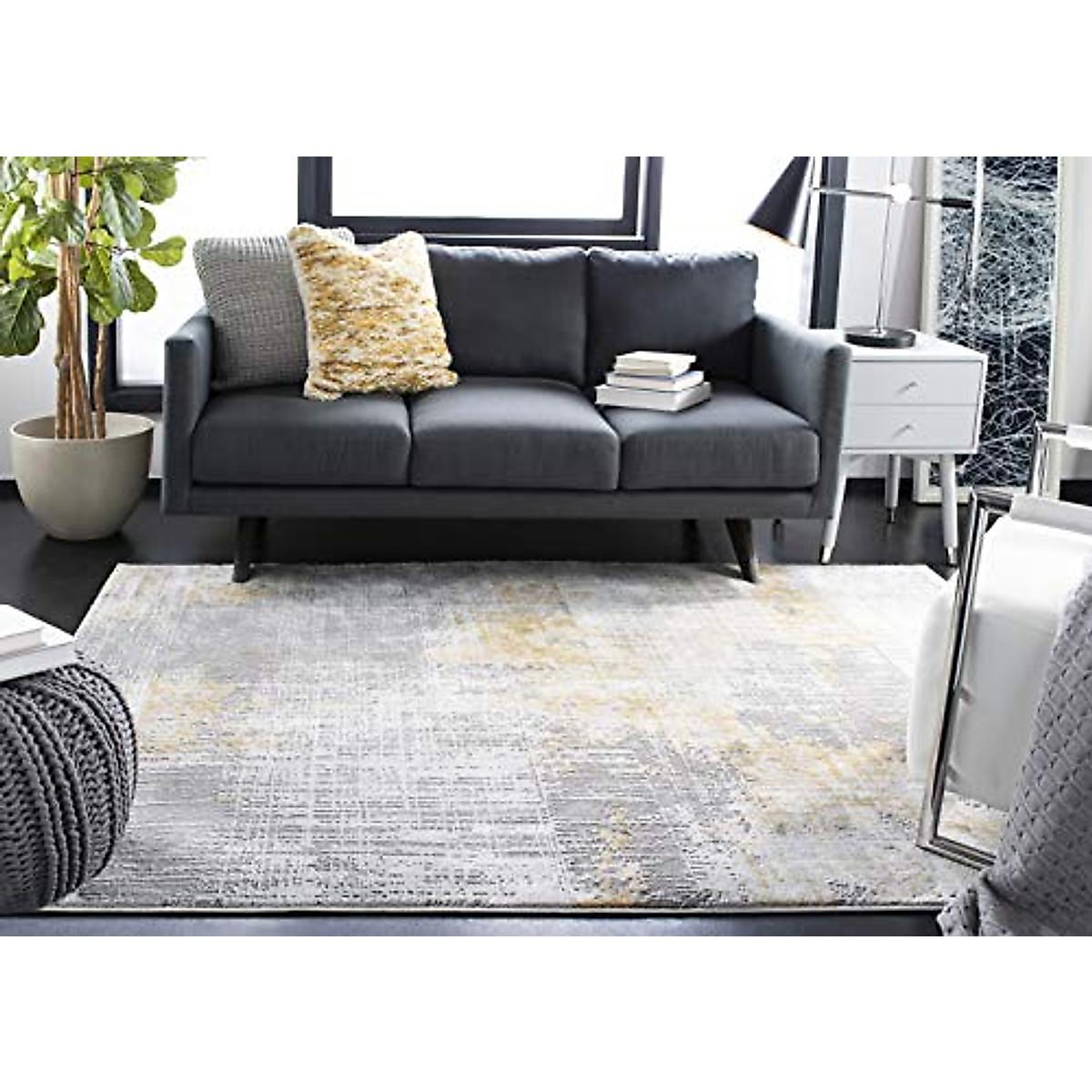SAFAVIEH Craft Collection 6'7" x 9' Grey/Beige CFT874G Modern Abstract Non-Shedding Living Room Bedroom Dining Home Office Area Rug