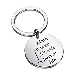 Gzrlyf Math is an Integral Part of Life Funny Math Keychain Math Teacher Gifts Math Geek Gifts Math Student Gifts (Round Keychain)