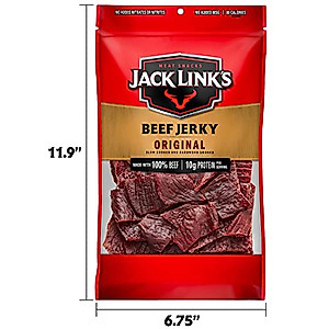Jack Link's Beef Jerky, Original – Great Everyday Snack, 10g of Protein and 80 Calories, Made with 100% Beef – 96% Fat Free, No Added MSG** – 9 Oz. (Pack of 2)