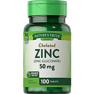 Nature's Truth Zinc 50 mg Chelated Supplements, 100 Count, Pack of 3
