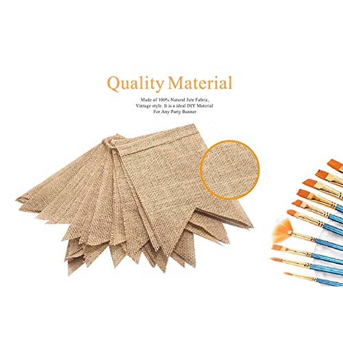 Burlap Banners 36ft 50pcs Swallowtail Flag DIY Party Decoration for Wedding, Camping,Birthday,Baby Shower,Christmas,Thanksgiving,Easter Party Perfect for Home and Outdoor Decoration