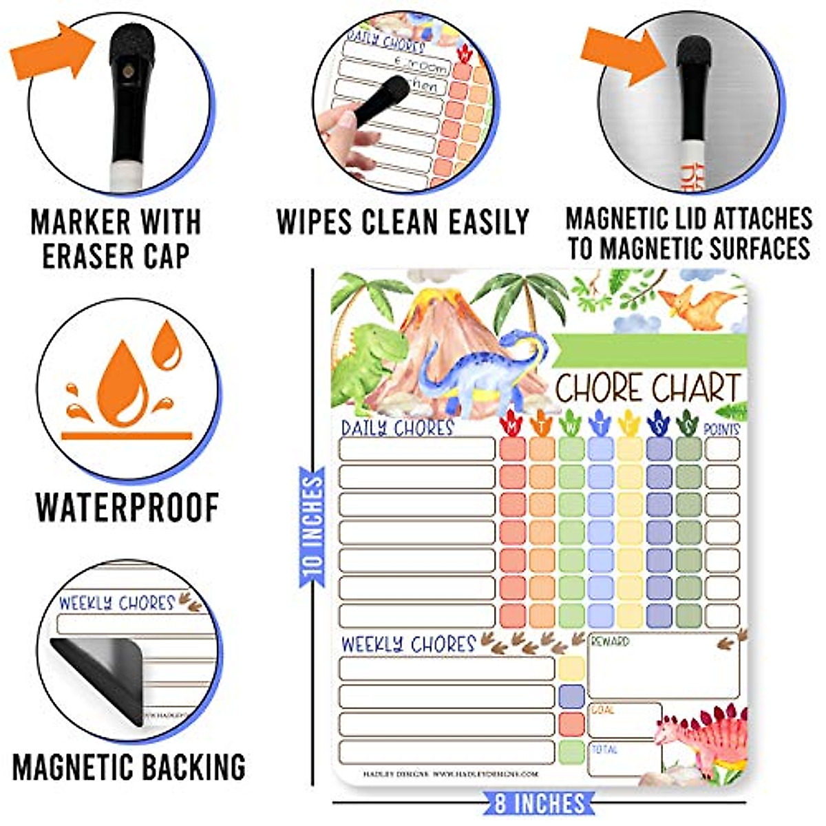 1 Dinosaur Kids Chore Chart Magnetic, 1 Dino Behavior Chart for Kids at Home, Magnet Reward Chart for Kids, Kids Reward Chart Behavior, My Responsibility Chart for Kids, Star Chart for Kids Behavior