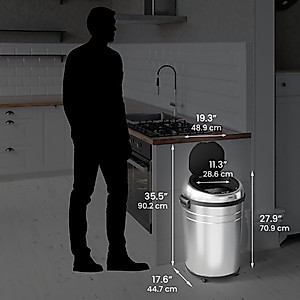 iTouchless Glide 18 Gallon Sensor Trash Can with Wheels and AbsorbX Odor Control System, Stainless Steel, 68 Liter Automatic Kitchen or Office Garbage Bin