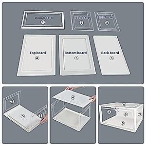 mupera X-Large Shoe Box Storage White Shoe Boxes with Lid, Clear Plastic Stackable Shoe Box Organizers, Storage Bin, Sneakers Shoe Storage Containers Shoe Holder (9 Pack)