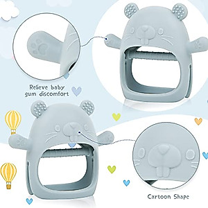 4 Pcs Baby Teething Toys Silicone Teethers for Babies 0-6 Months No Drop Chew Toys Baby Hand Teethers for Soothing Pain Cute Safe Designs