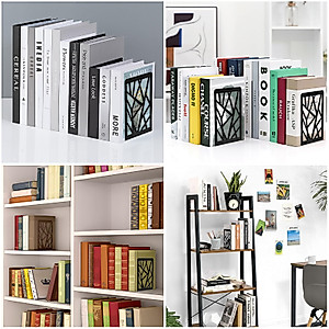 Book Ends, Bookends for Shelves, Home Decorative Bookends for Heavy Books, Non-Skid Book Holders for Shelves, Metal Book End Bookend for Home Office Decor, 7 x 4.7 x 3.5” (2 Pairs/ 4 Pcs, Large)